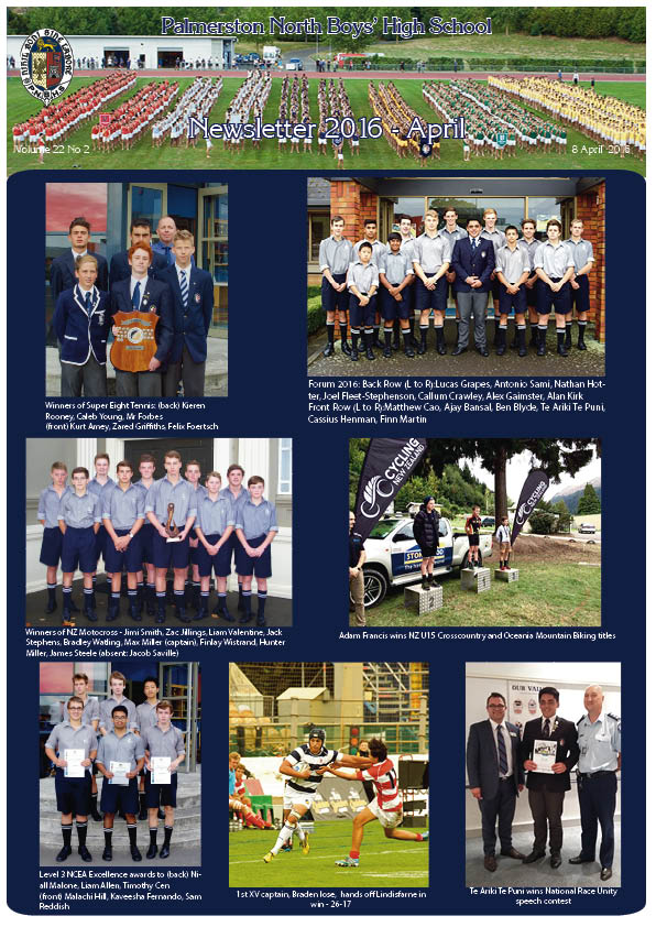 April 2016 front page – Palmerston North Boys' High School