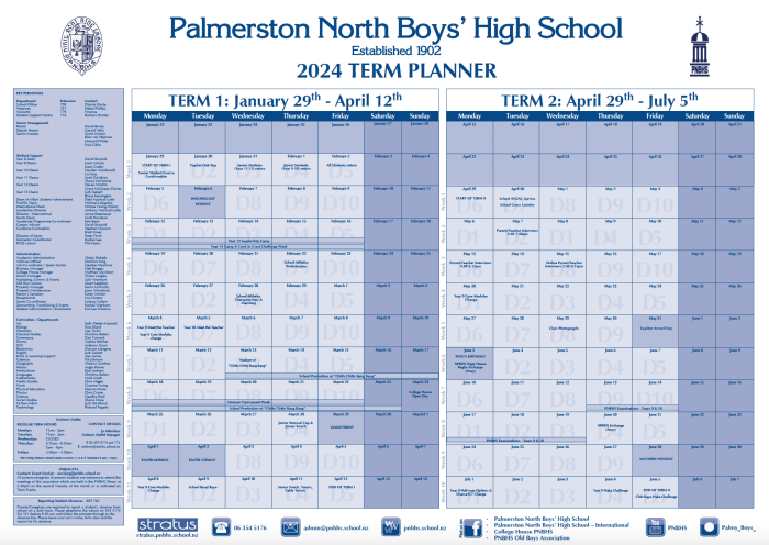 School Calendar – Palmerston North Boys' High School